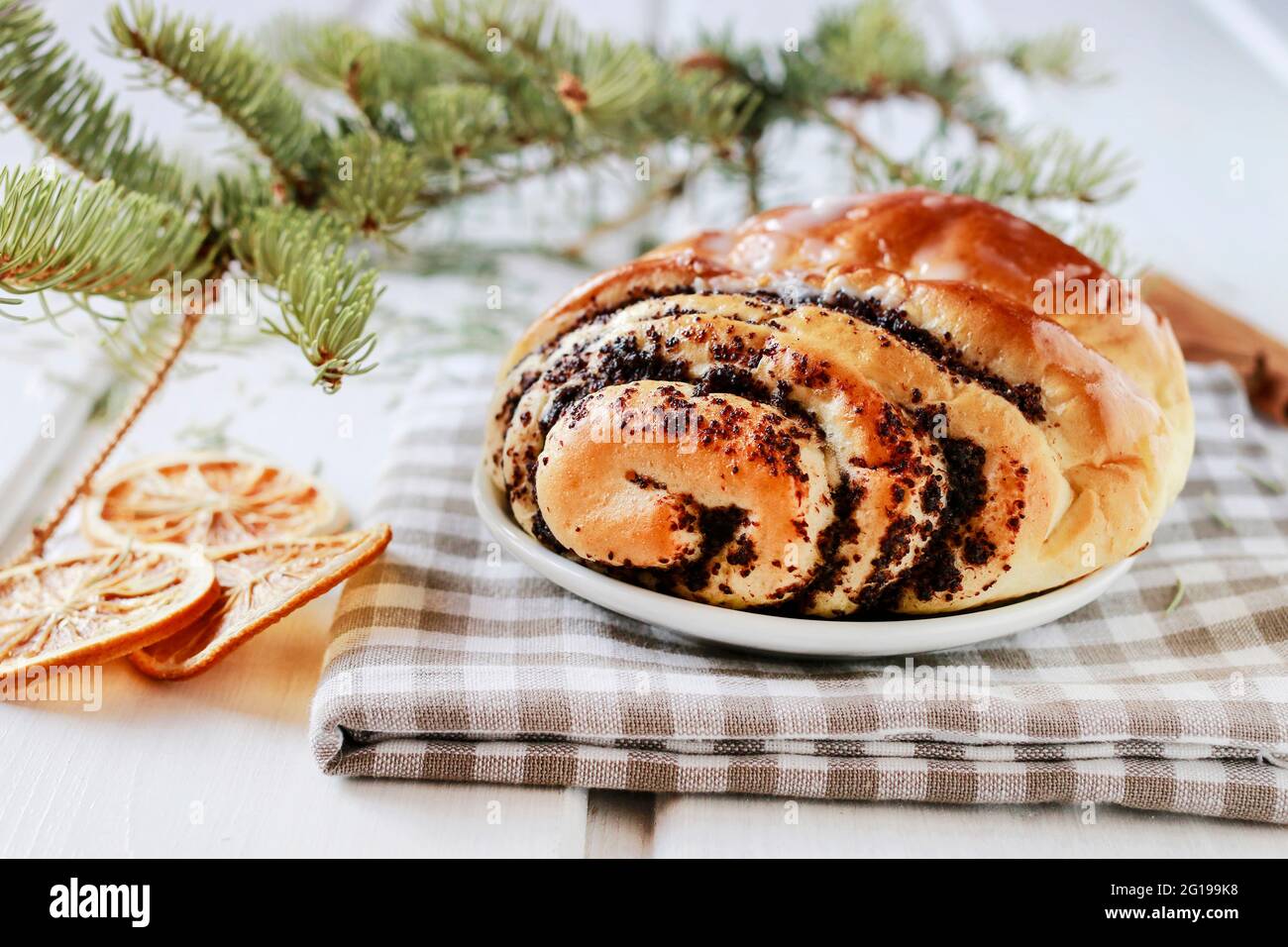Christmas swedish poppy bun. Party dessert Stock Photo - Alamy