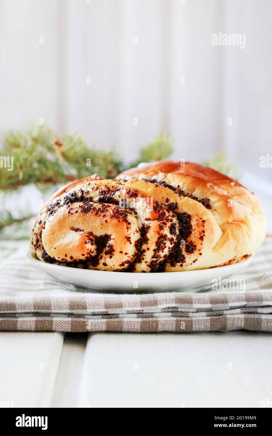 Christmas swedish poppy bun. Party dessert Stock Photo - Alamy