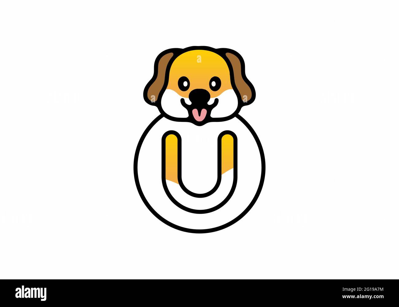 Cute dog head with U initial letter design Stock Vector Image & Art - Alamy