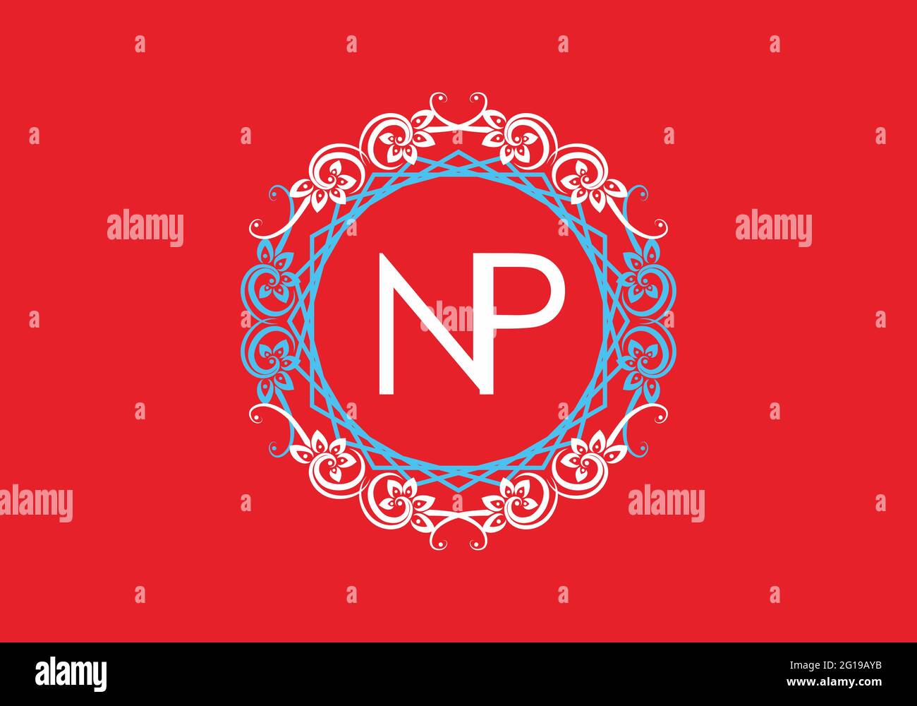 NP initial letter in vintage circle frame design Stock Vector Image ...