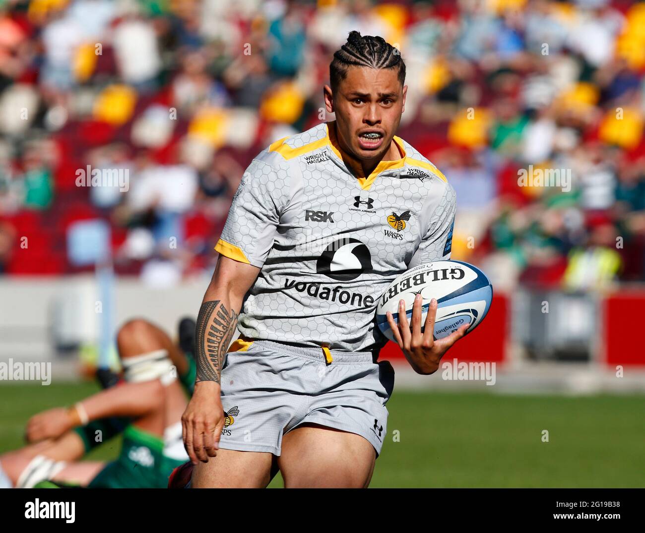 BRENTFORD, ENGLAND - JUNE 05: Jacob Umaga of Wasps RFC during Gallagher ...
