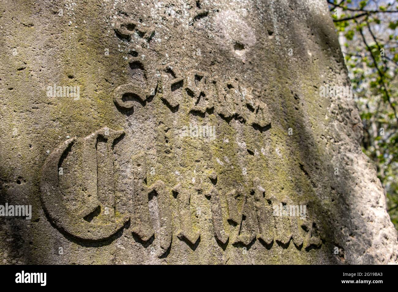 The name of Jesus Christ carved in a stone block Stock Photo - Alamy