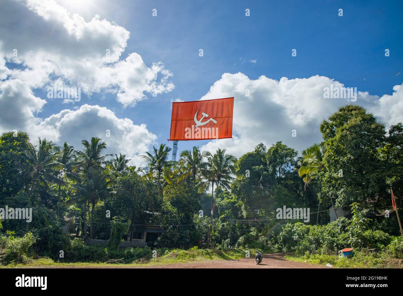 communist flag. Hammer and sickle representing the peasants and the ...