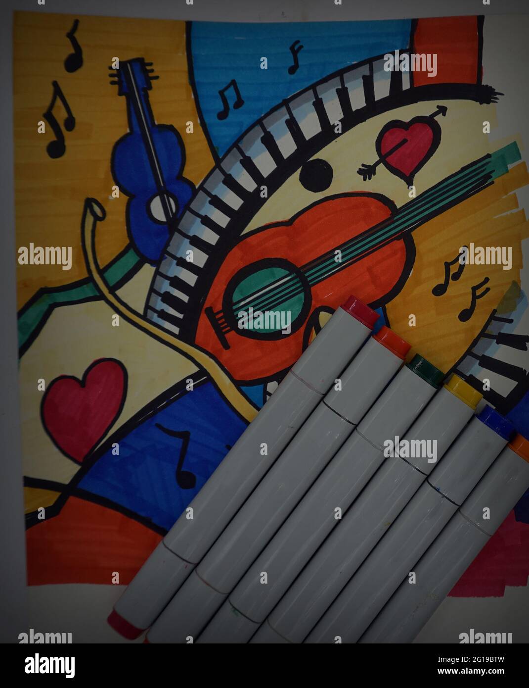 Equipment for drawing, copic markers art , tone music , geometric ...