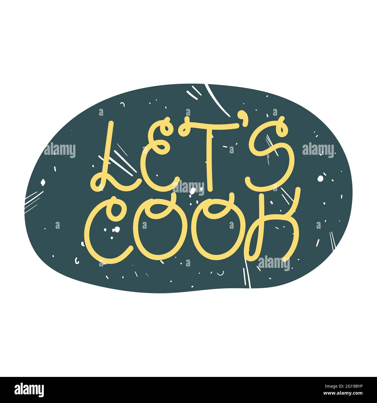 Colorful lettering slogan lets cook. Quote about kitchen and cooking ...