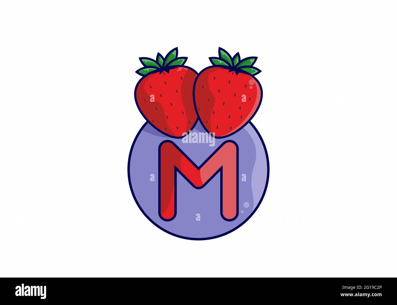 Red strawberry with M initial letter design Stock Vector Image & Art ...