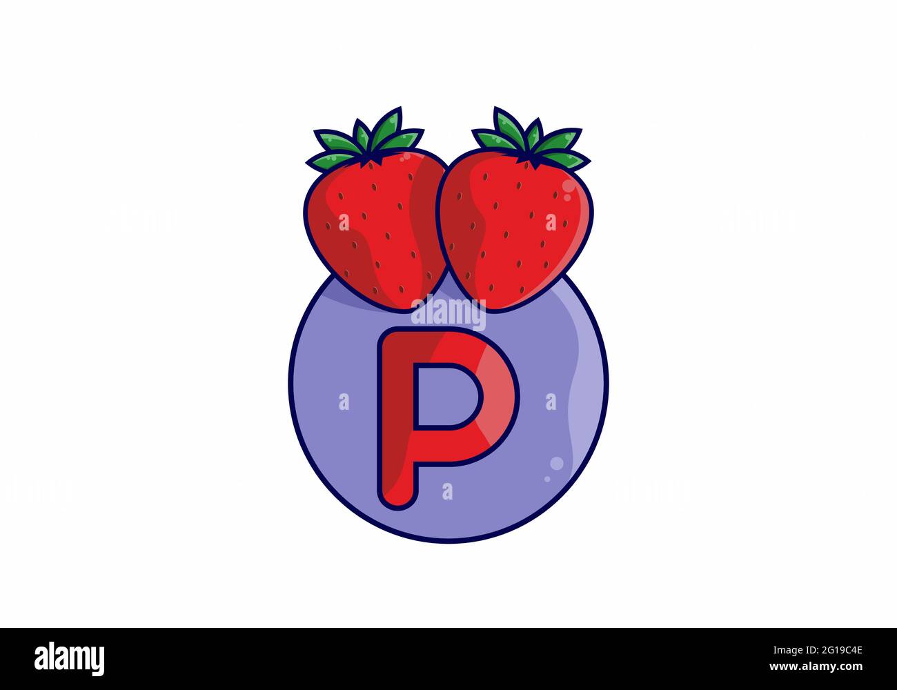 Red strawberry with P initial letter design Stock Vector Image & Art ...