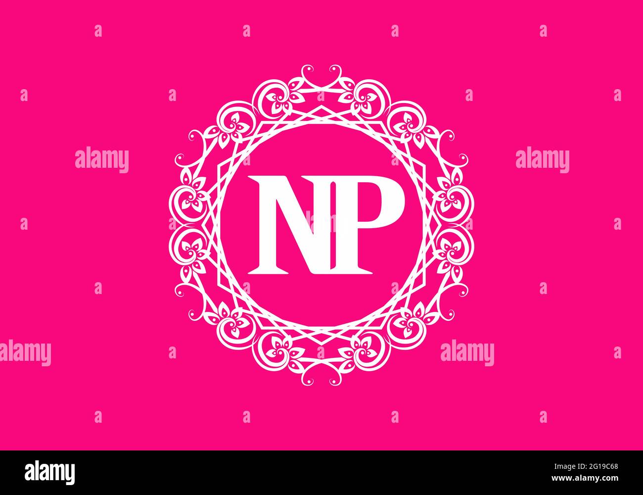 NP initial letter in vintage circle frame design Stock Vector Image ...