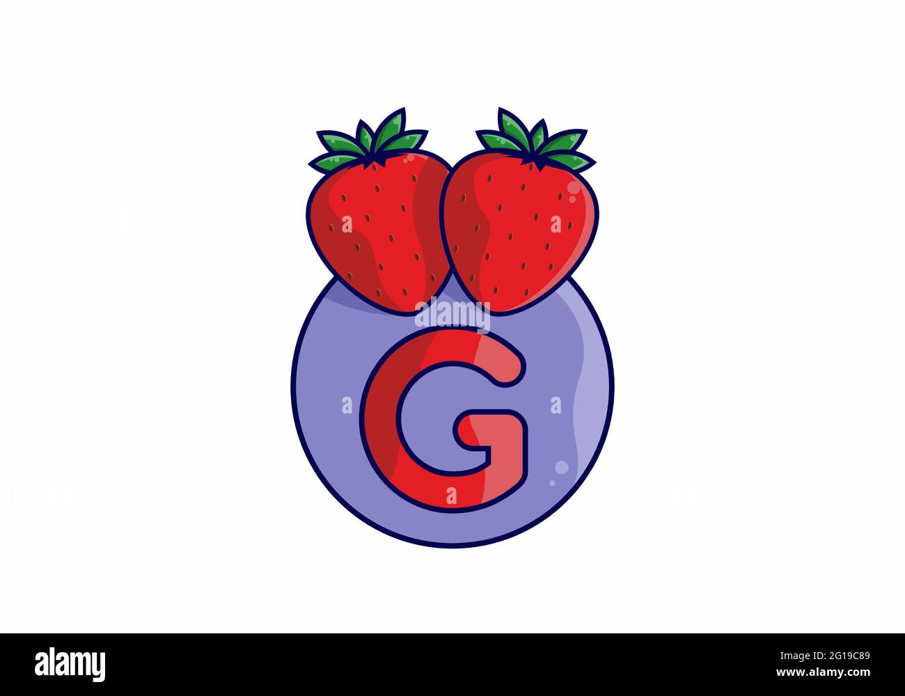 Red strawberry with G initial letter design Stock Vector Image & Art ...