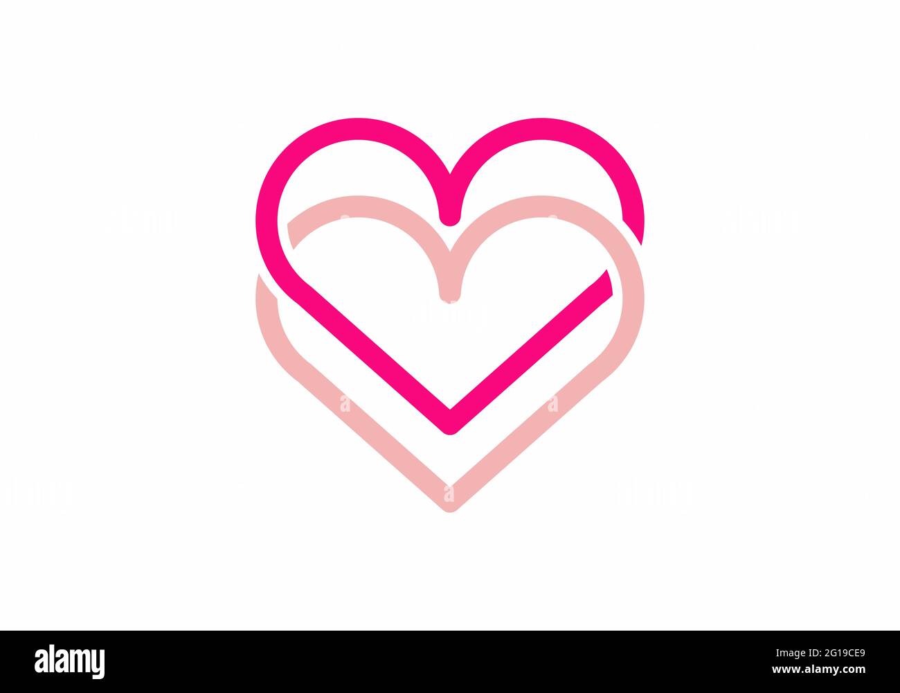 Pink color of twin love heart design Stock Vector Image & Art - Alamy