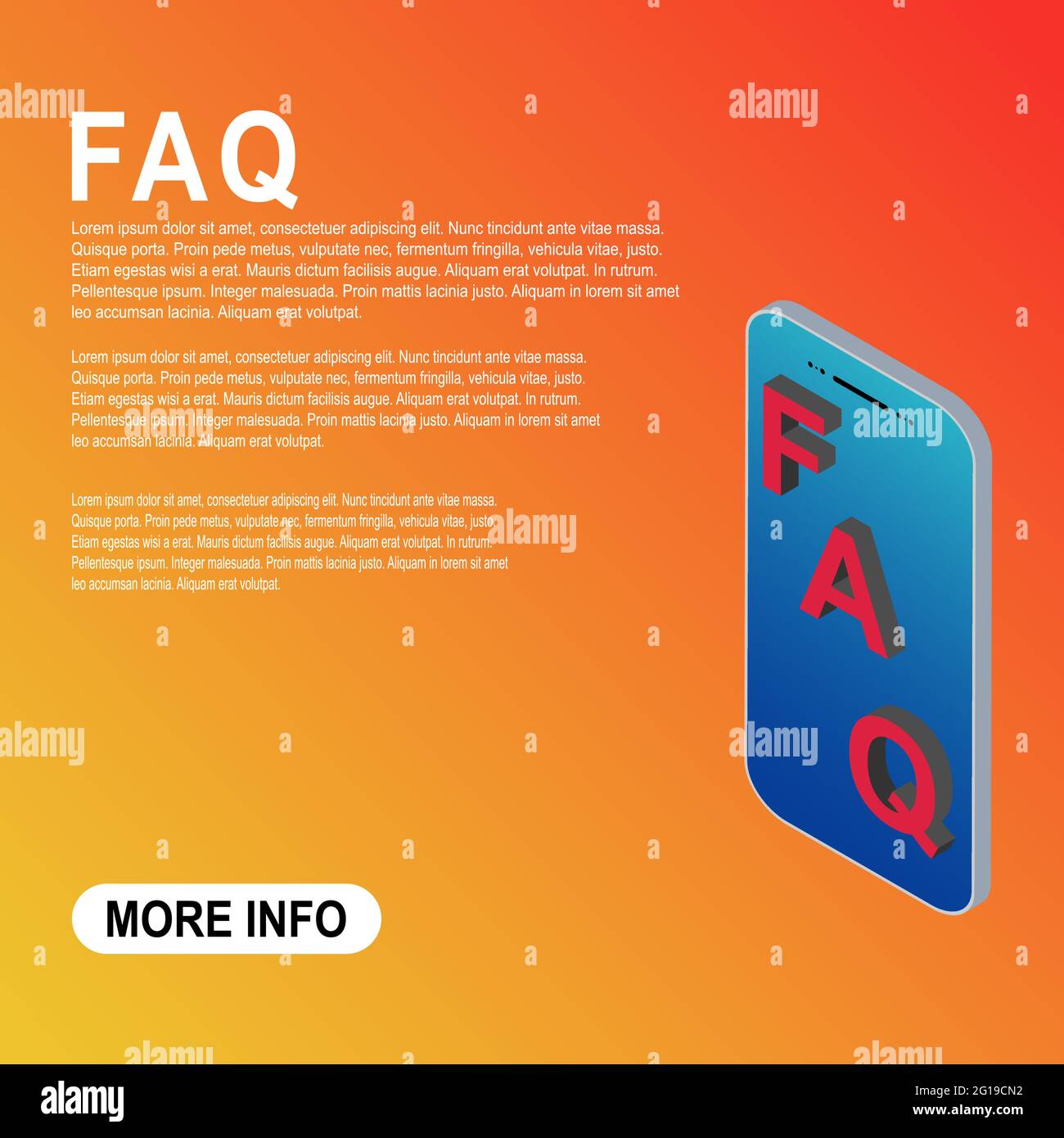 FAQ, 3D template frequently asked questions vector icon. Information speech bubble symbol, help ...