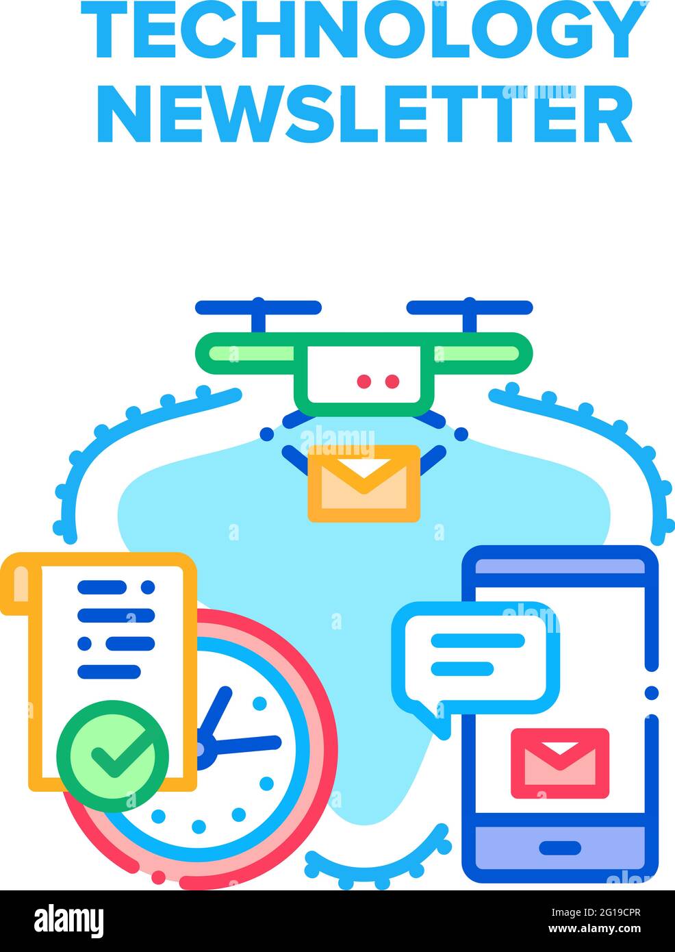 Technology Newsletter Sending Vector Concept Color Stock Vector Image ...