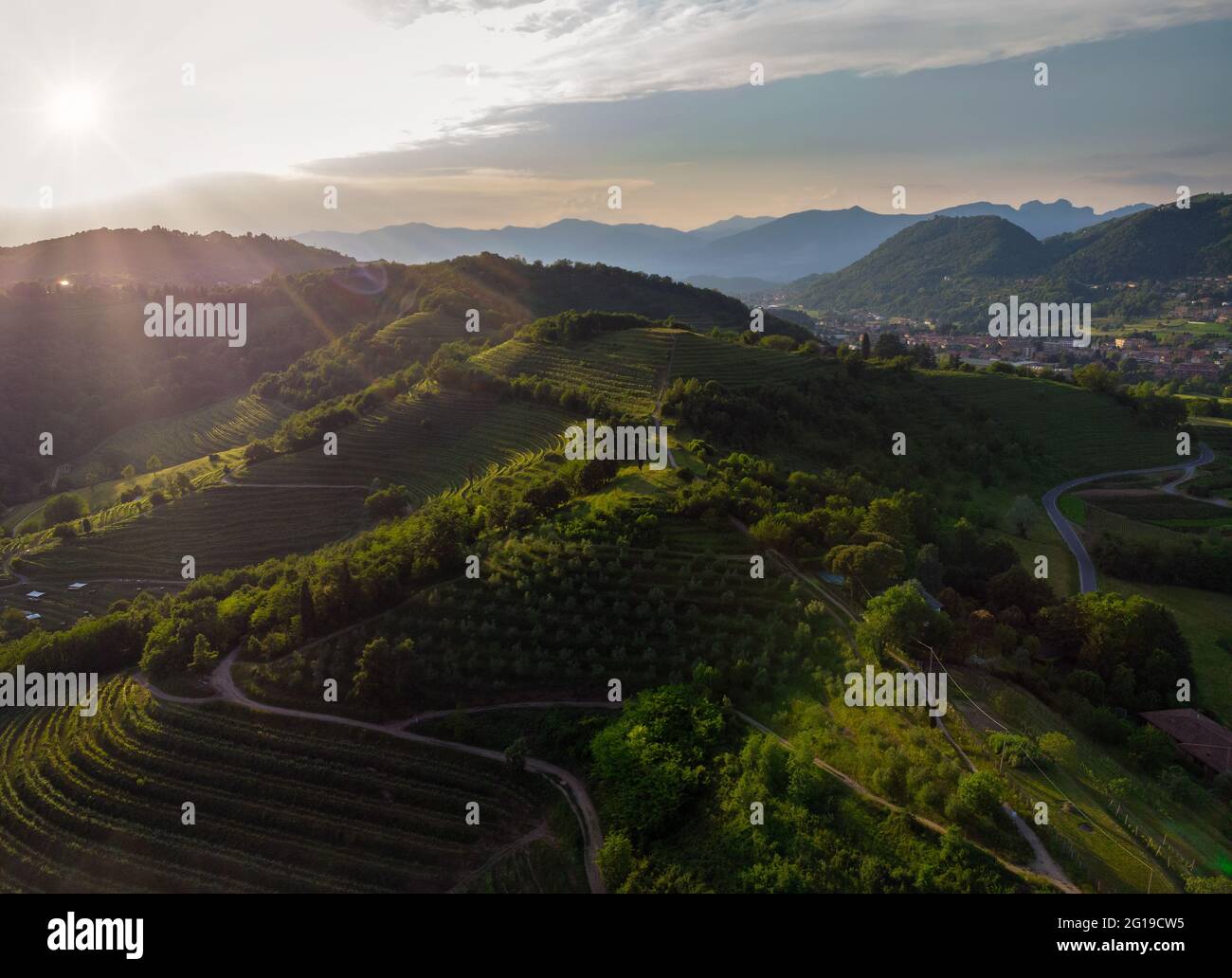 Mountains terraces in the afternoon - Landscape of the village of ...