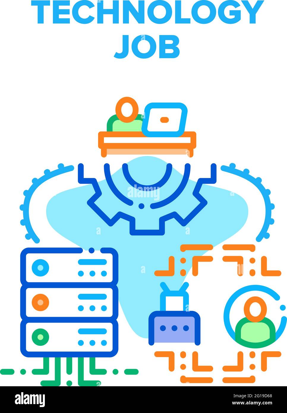 Technology Job Vector Concept Color Illustration Stock Vector Image ...