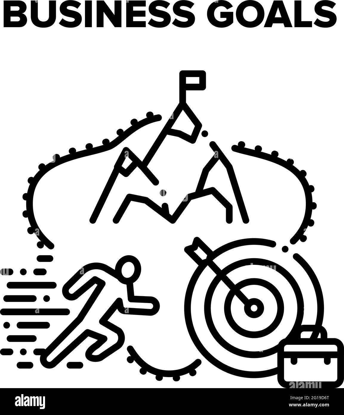 Business Goals Achievement Vector Black Illustration Stock Vector Image ...