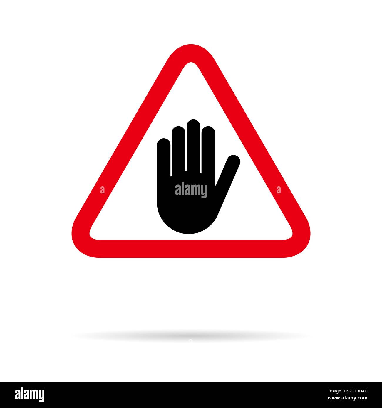 Stop icon with alert hand, warning covid symbol, no - danger isolated ...