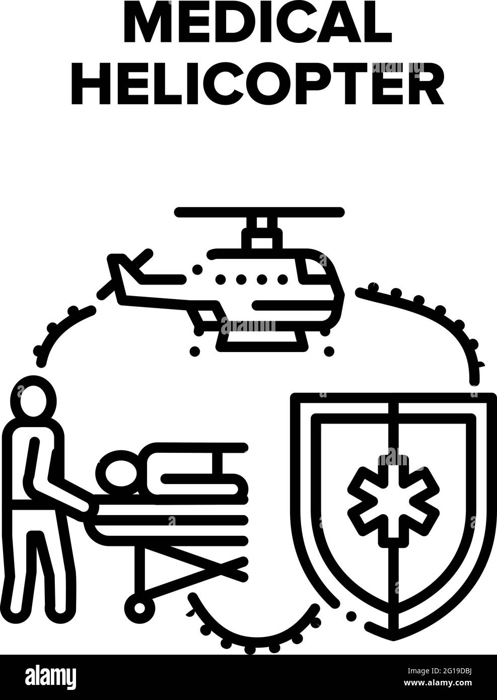 Medical Emergency Helicopter Vector Black Illustration Stock Vector ...