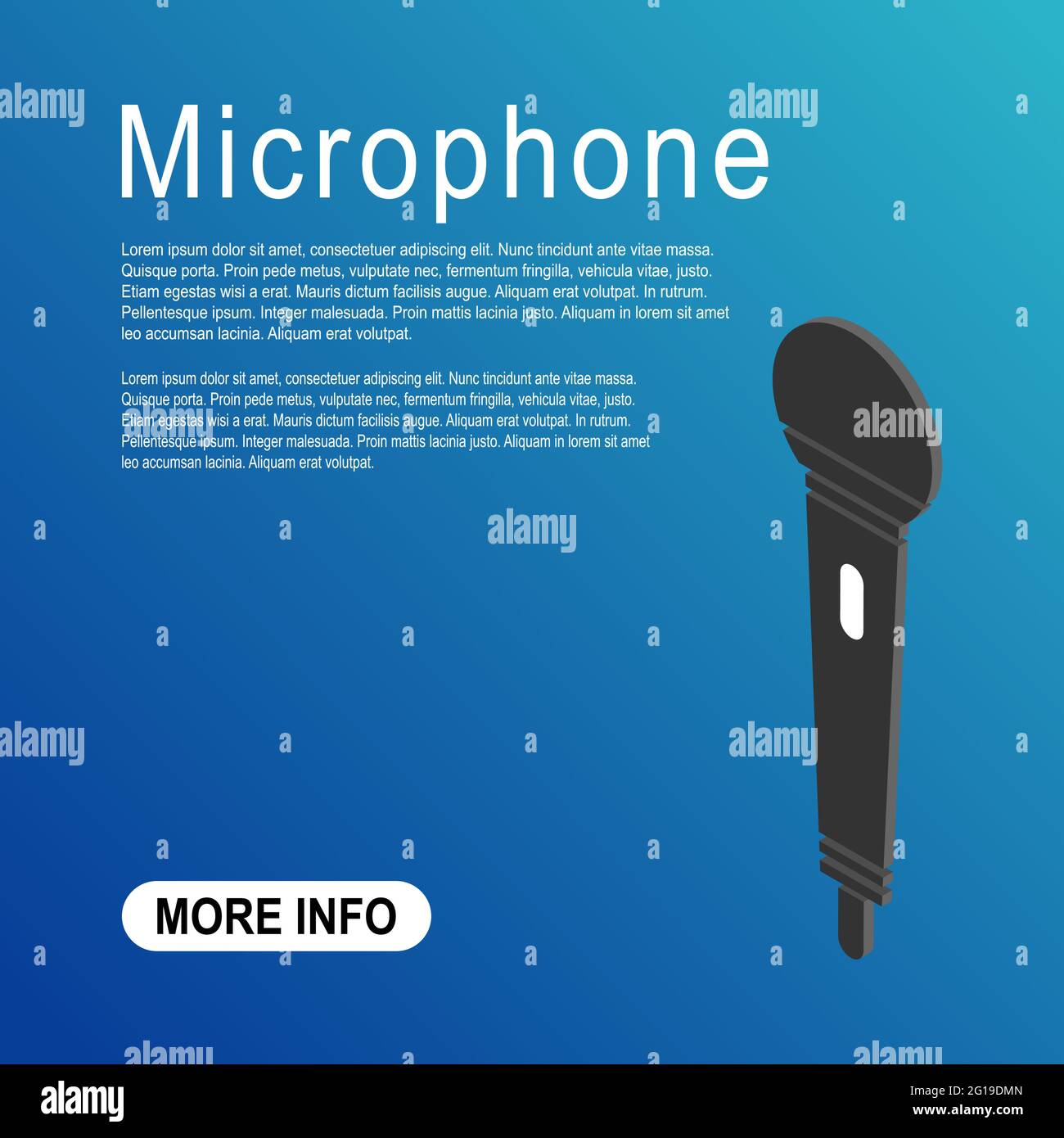 Microphone isometric icon, audio speech symbol, record concert sign ...