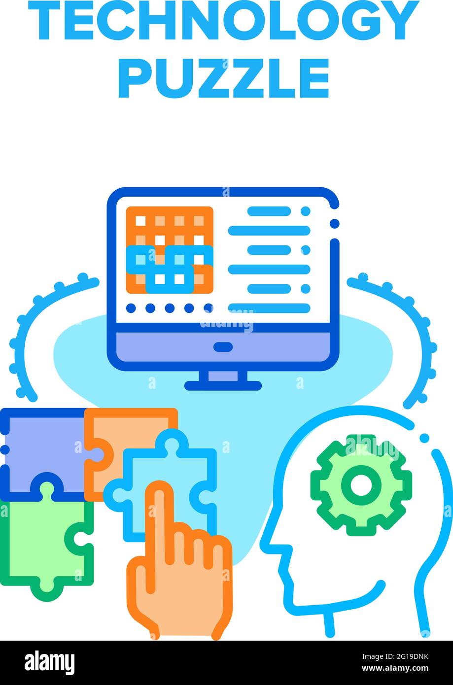 Technology Puzzle Strategy Vector Concept Color Stock Vector Image ...