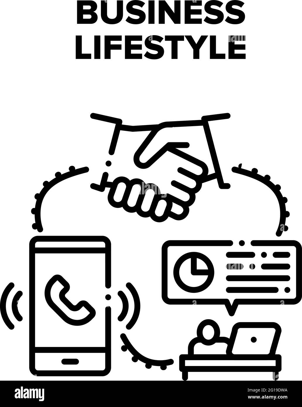 Business Lifestyle Occupation Vector Black Illustration Stock Vector ...