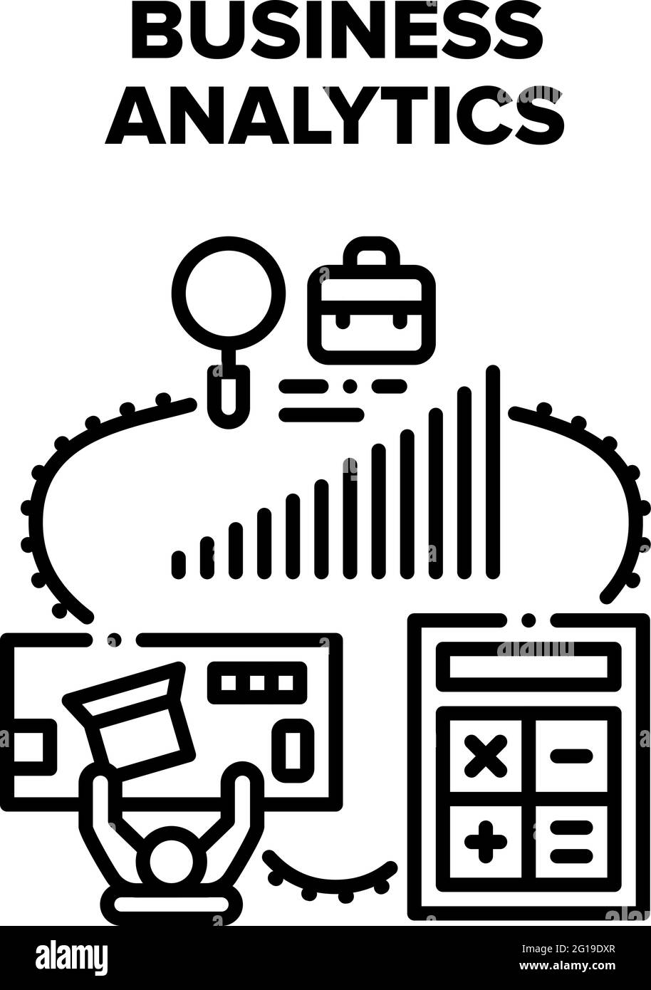 Business Analytics Market Vector Black Illustration Stock Vector Image ...