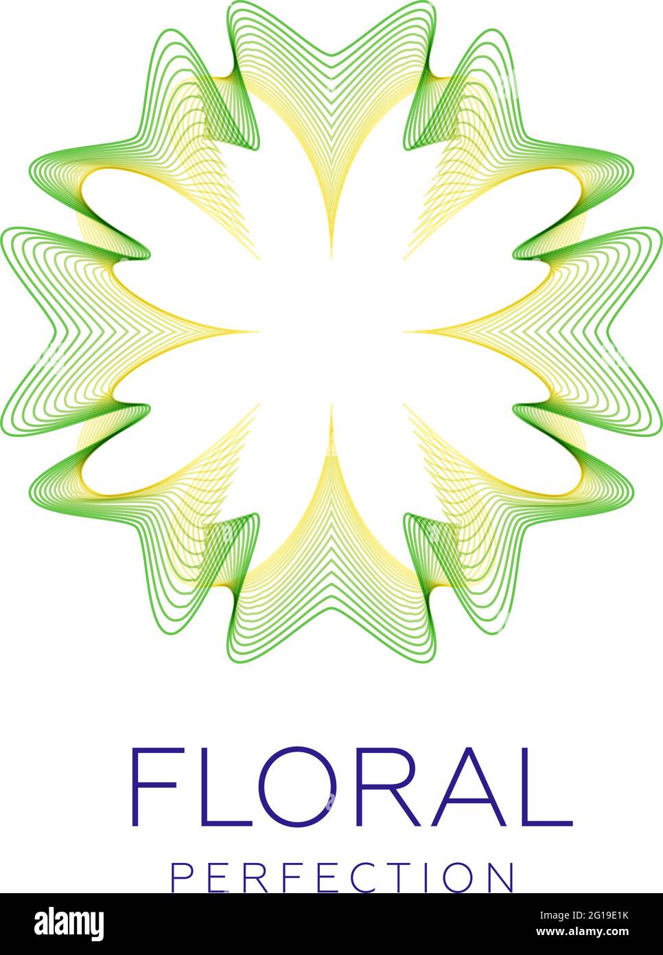 Fantastic flower icon, abstract shape with lots of blending lines and ...