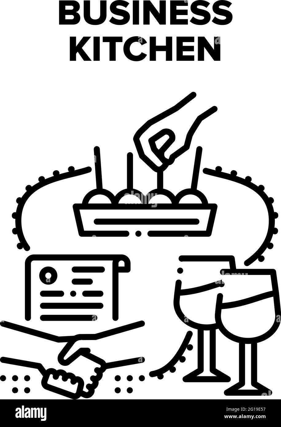 Business Kitchen Meeting Vector Black Illustration Stock Vector Image ...