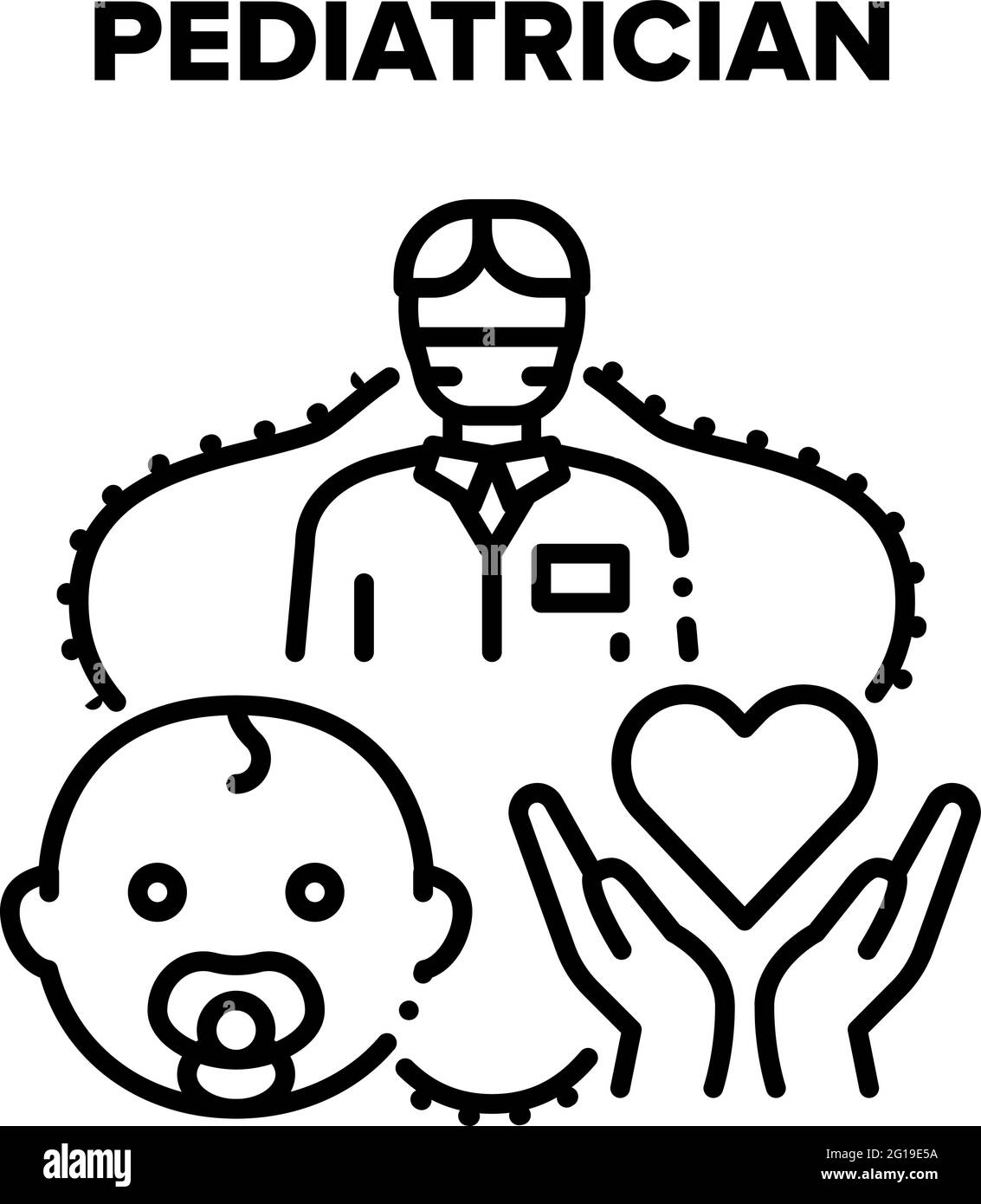 Pediatrician Baby Treatment Vector Black Illustration Stock Vector ...