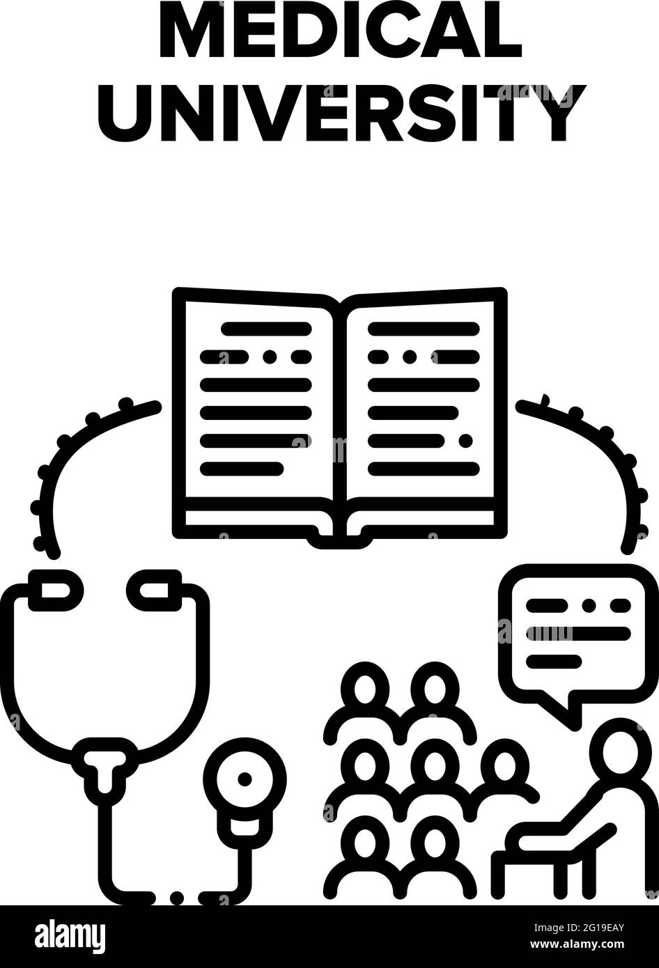 Medical University Education Vector Black Illustration Stock Vector ...