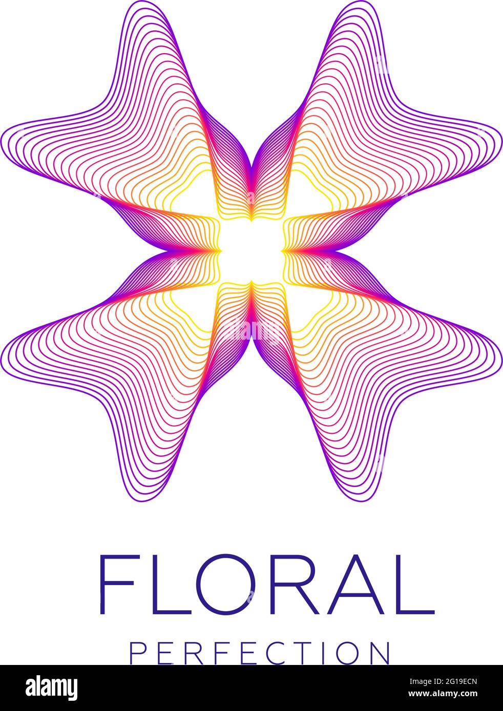 Fantastic flower icon, abstract shape with lots of blending lines and ...