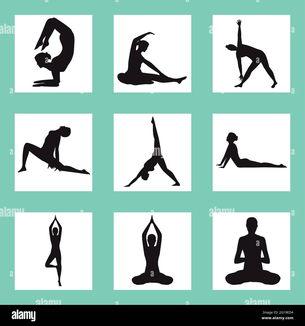 nine yoga positions Stock Vector Image & Art - Alamy