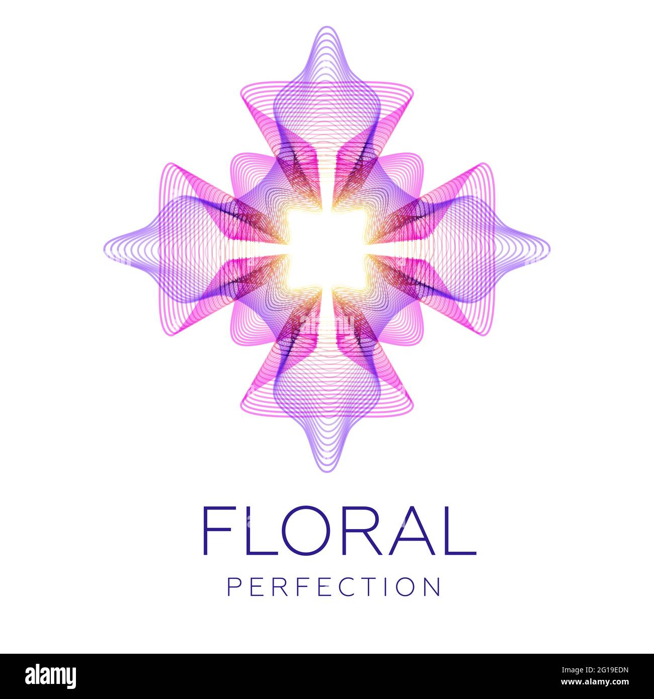Fantastic flower icon, abstract shape with lots of blending lines and ...