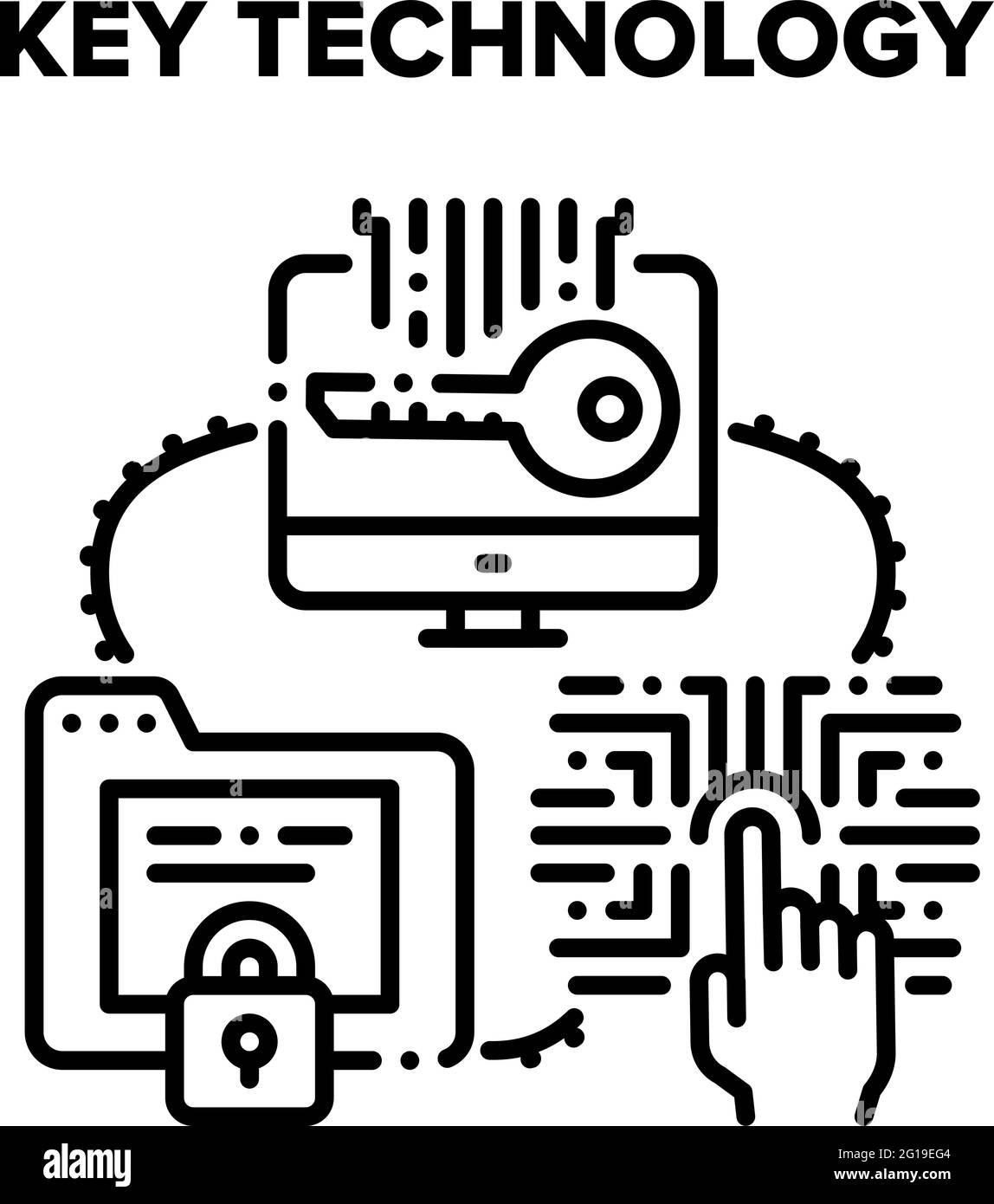Key Technology Cyber System Vector Black Illustration Stock Vector ...