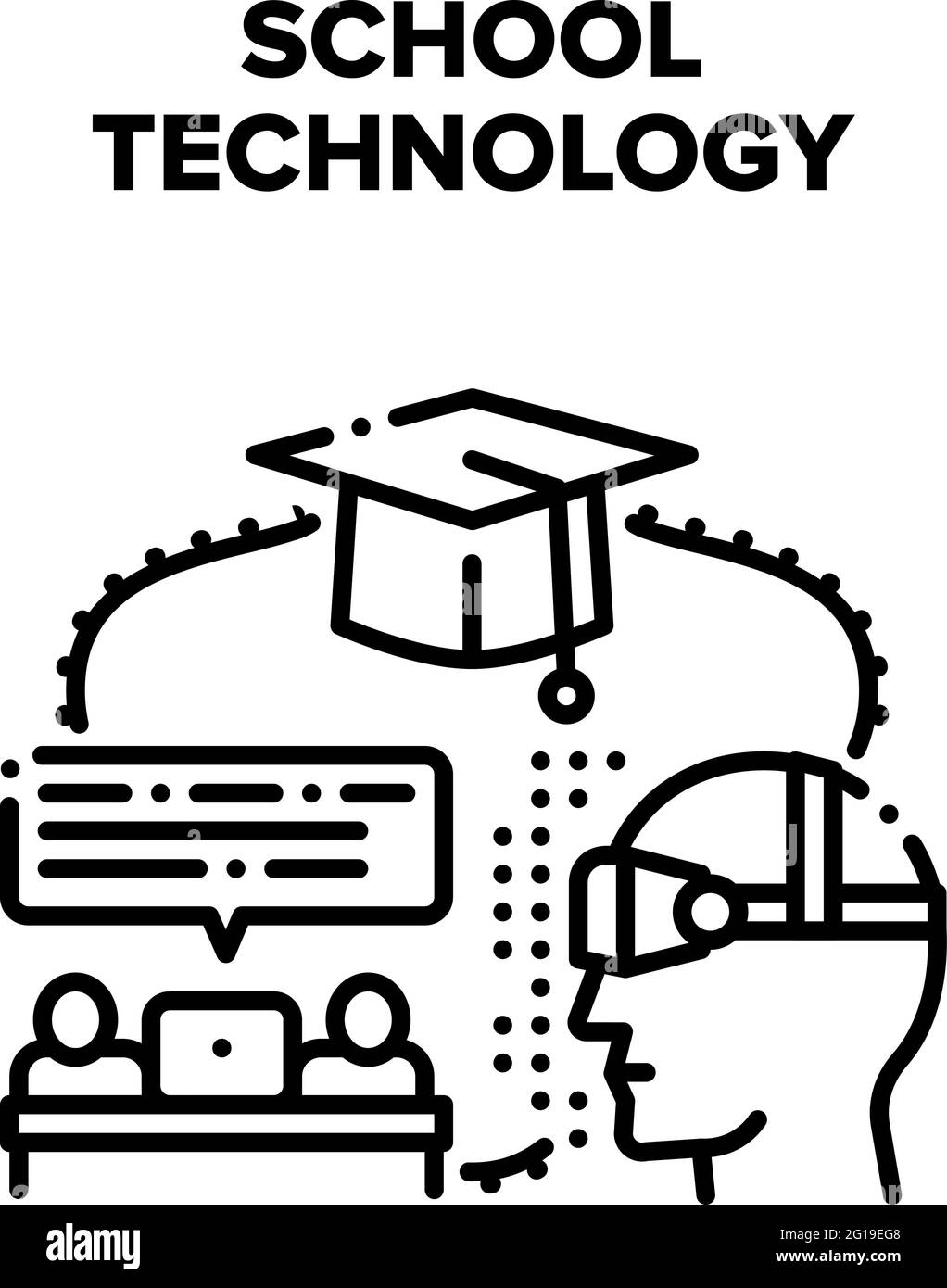 School Modern Technology Vector Black Illustration Stock Vector Image ...