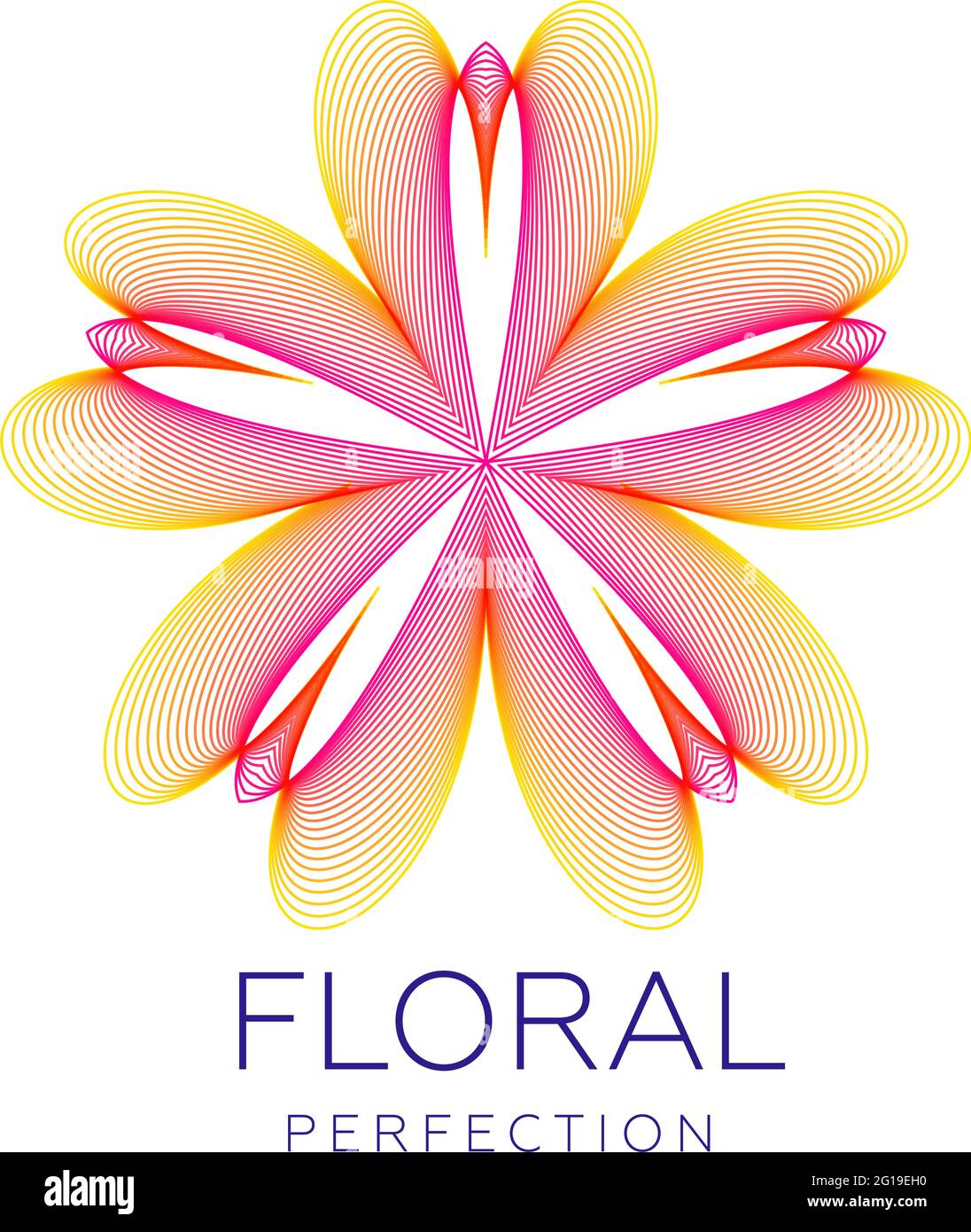Fantastic flower icon, abstract shape with lots of blending lines and ...
