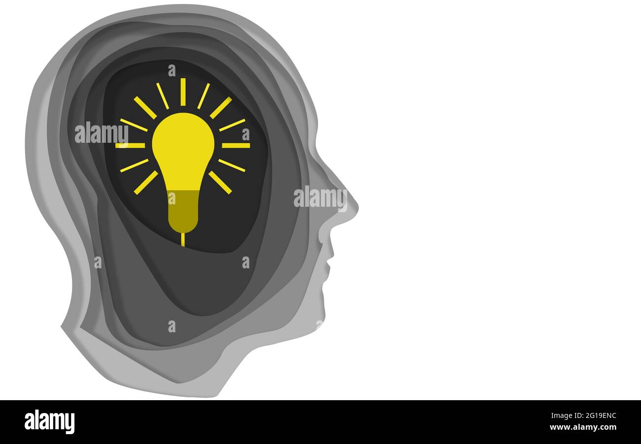 Light bulb and human head icon, 3D rendering Stock Photo - Alamy