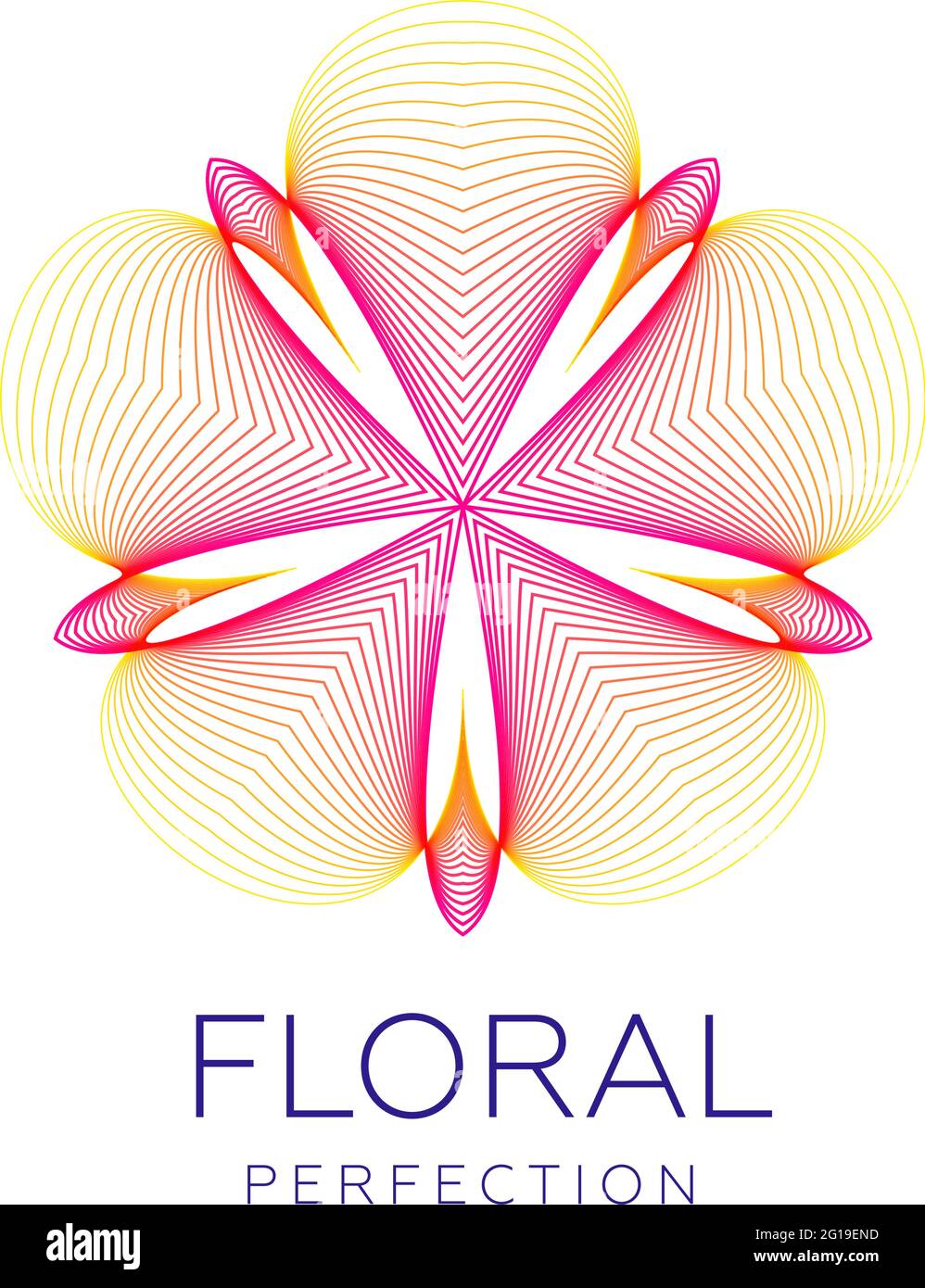 Fantastic flower icon, abstract shape with lots of blending lines and ...
