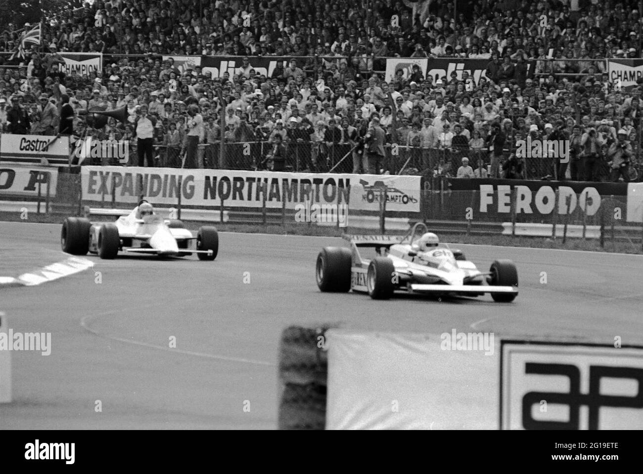 Rene Arrnoux leads a McLaren through the chicane during practice for ...