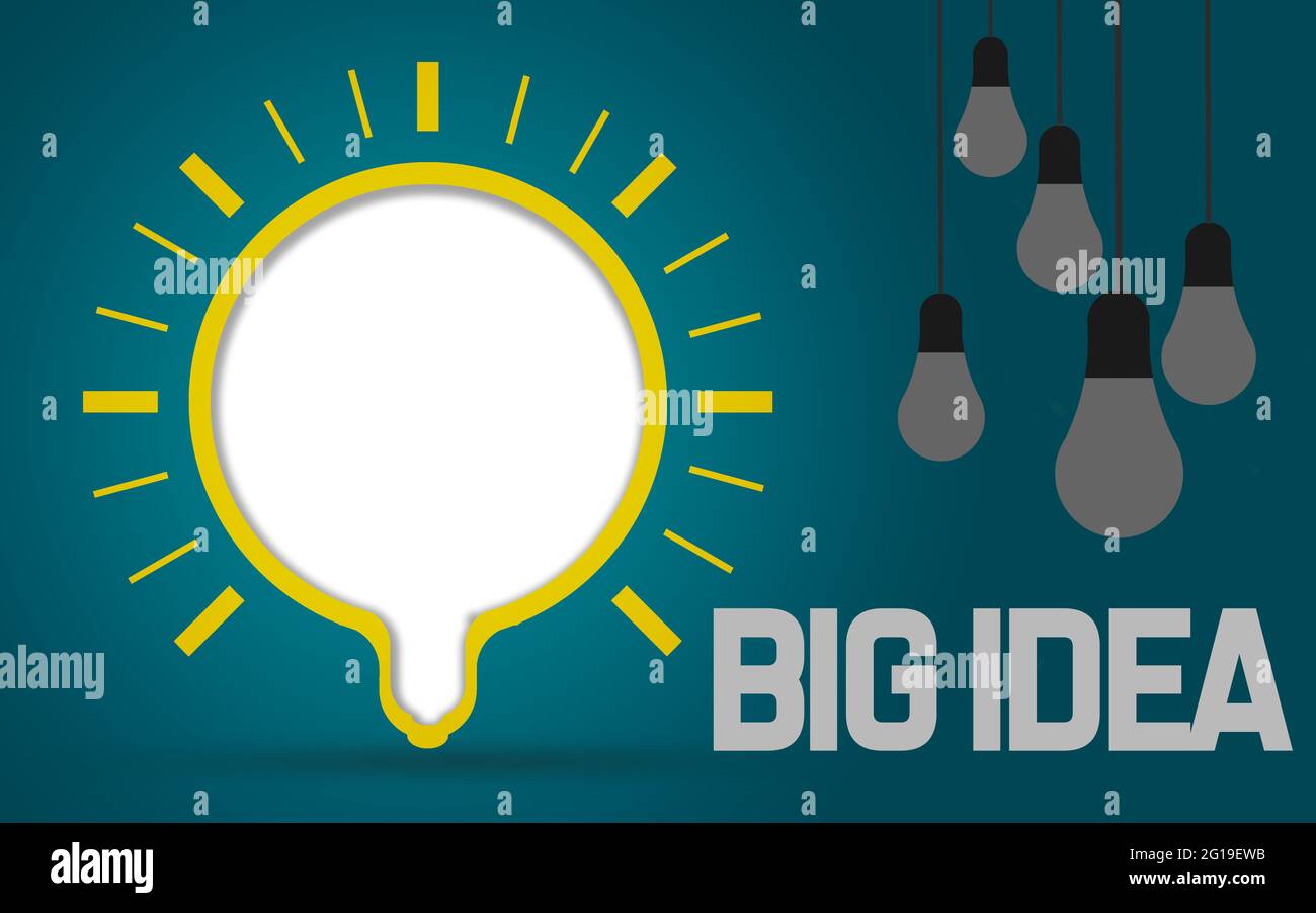 Big idea with light bulbs, 3D rendering Stock Photo - Alamy