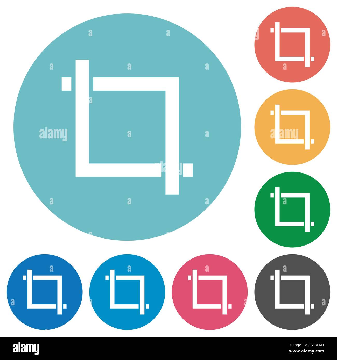 Crop tool flat white icons on round color backgrounds Stock Vector ...