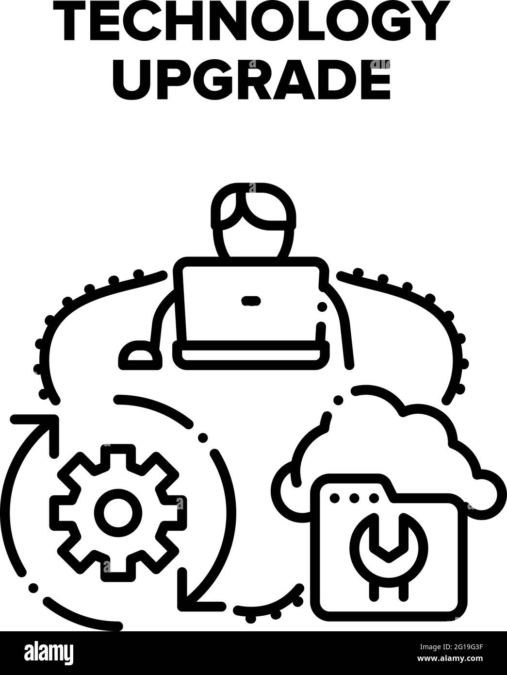Technology Upgrade Process Vector Black Illustration Stock Vector Image ...