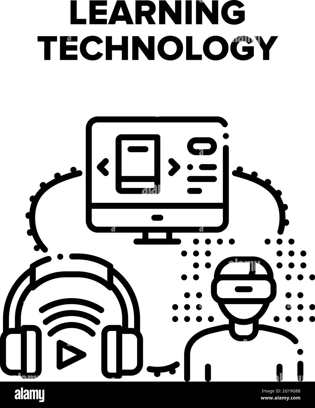 Online Learning Technology Vector Black Illustration Stock Vector Image ...