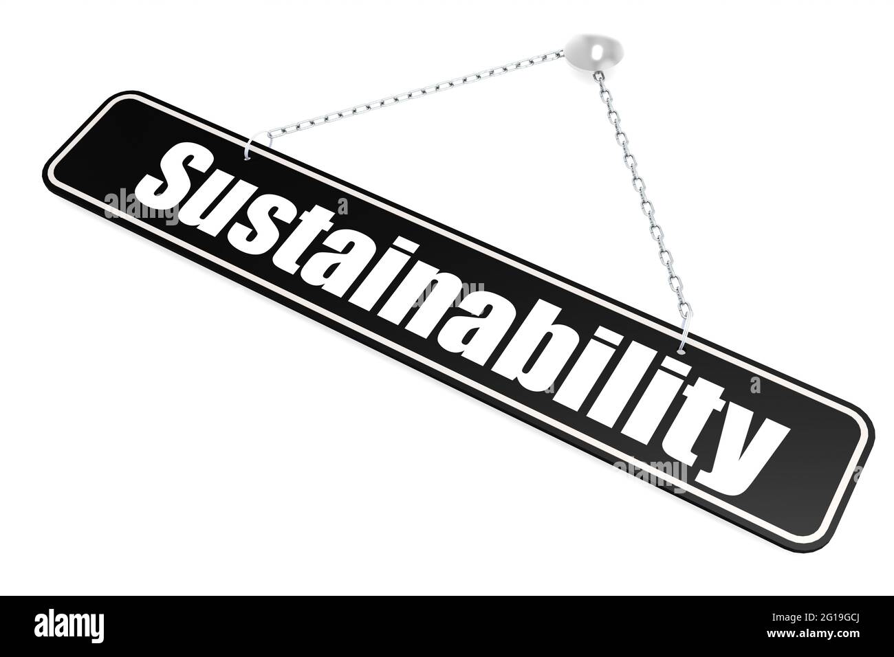 Sustainability word hang on the banner on wall, 3D rendering Stock ...