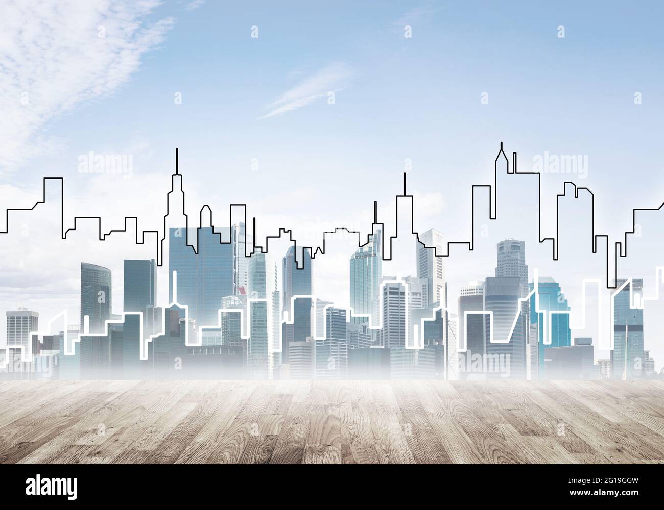 Background image with city center view as modern business life concept ...