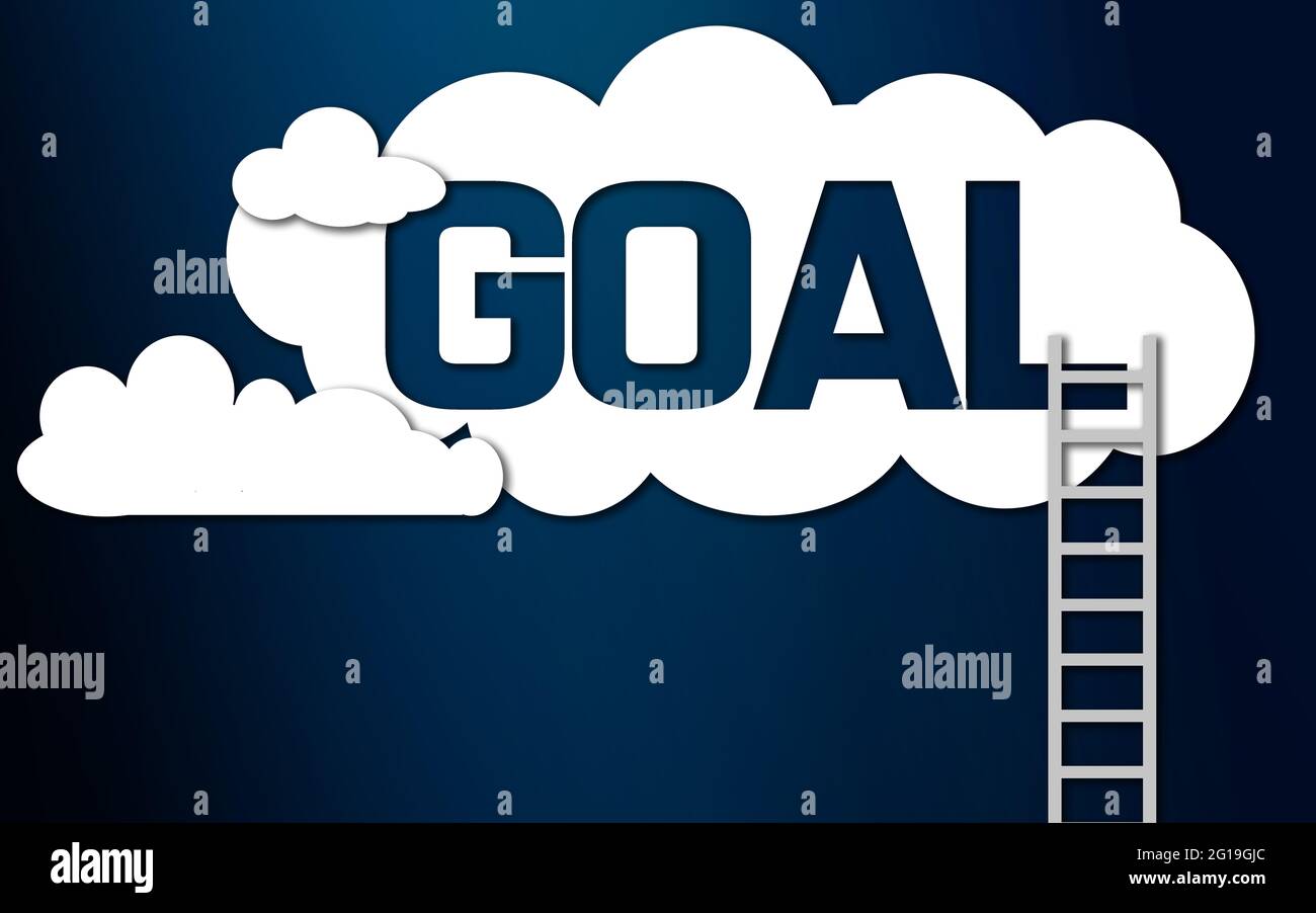 Ladder lead to goal word, 3D rendering Stock Photo - Alamy