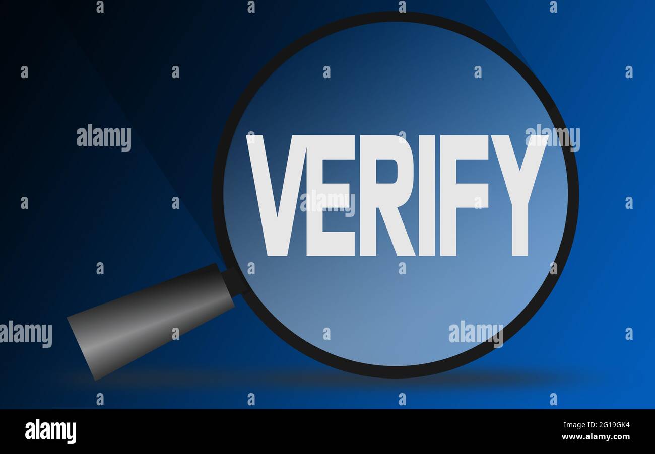 Verify word with magnifying glass, 3D rendering Stock Photo - Alamy