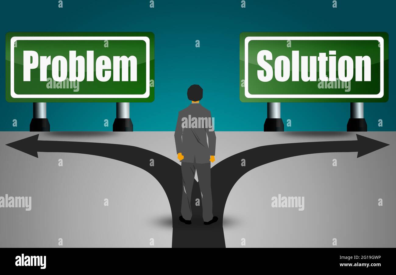 Choosing between problem and solution, 3D rendering Stock Photo - Alamy
