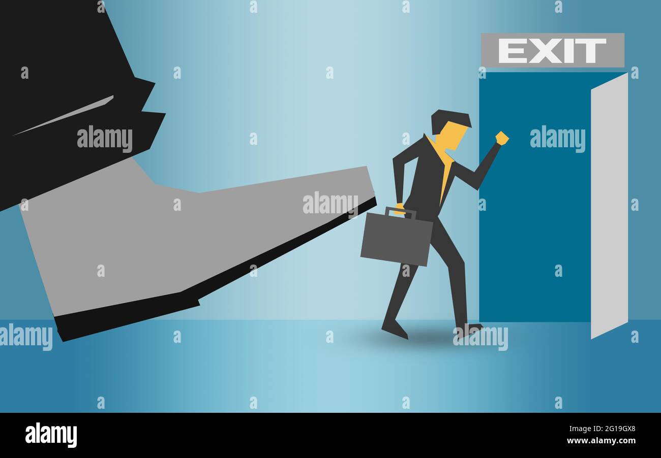 Man being kicked out, layoff concept, 3D rendering Stock Photo - Alamy