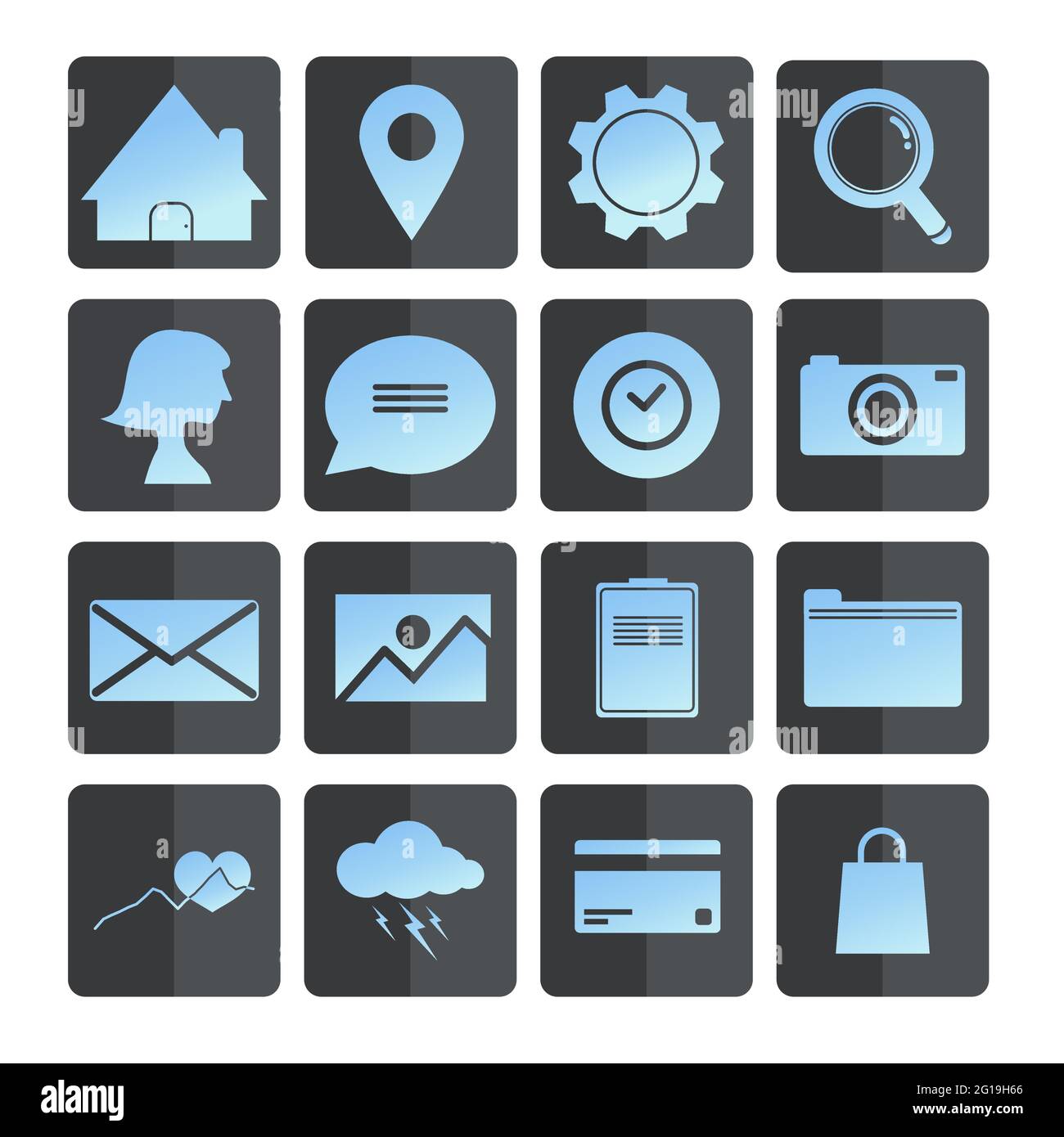 16 icons design in gradient color with devided dark button Stock Vector ...