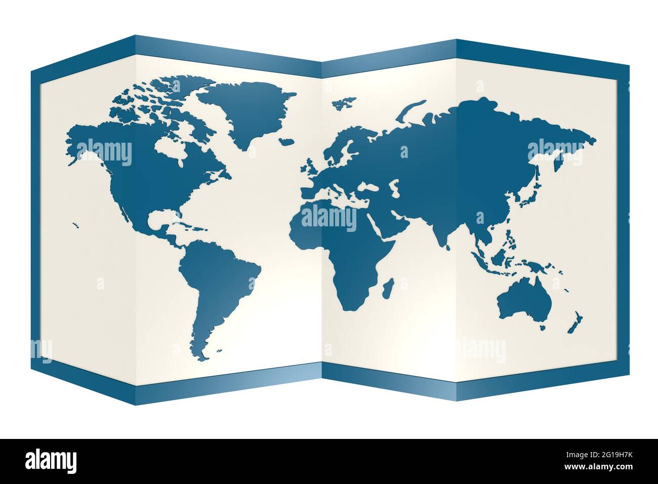 Blue world map isolated on white, 3D rendering Stock Photo - Alamy